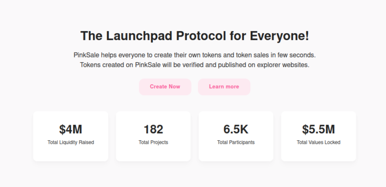 PinkSale launchpad: creare token crypto su Ethereum, Binance e Polygon.